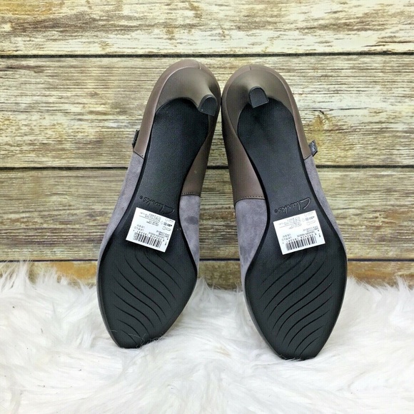 Clarks | Shoes | Clarks Dancer Reece Gray Leather Mary Jane Heels ...